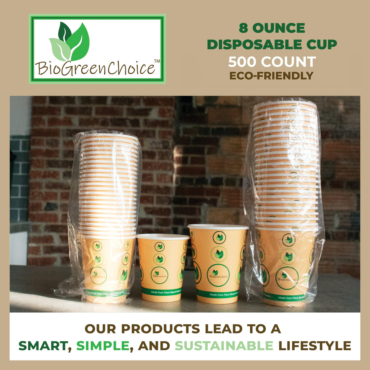8oz Eco-Friendly Single Wall Eco-Friendly Hot Cup (500 Count ...